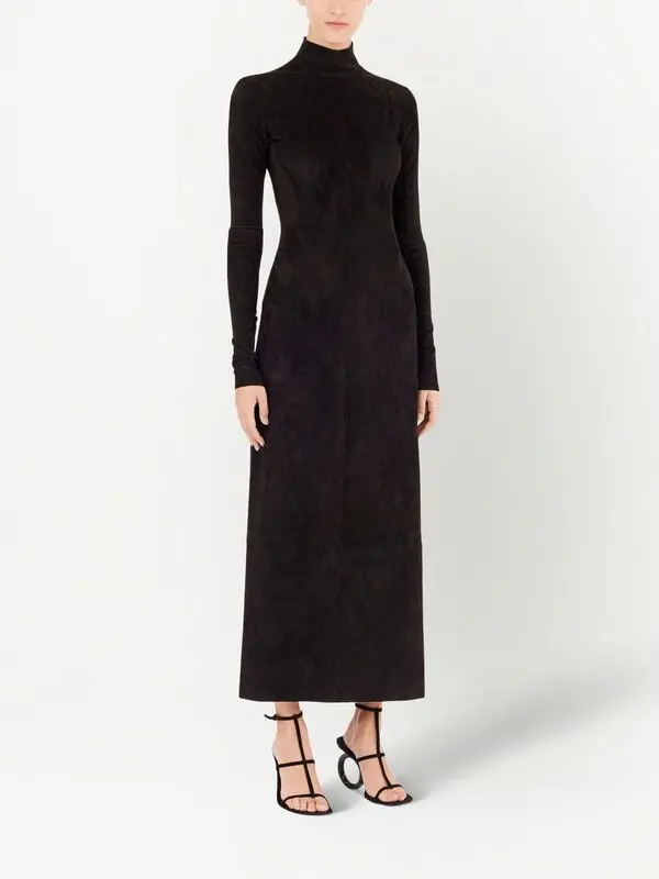 Ferragamo Backless Suede Maxi Dress In Black - 50% Off | Editorialist