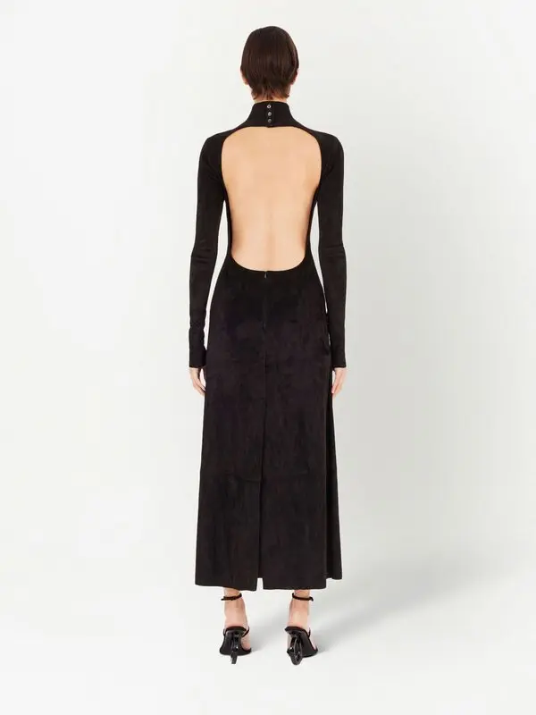 Ferragamo Backless Suede Maxi Dress In Black - 50% Off | Editorialist
