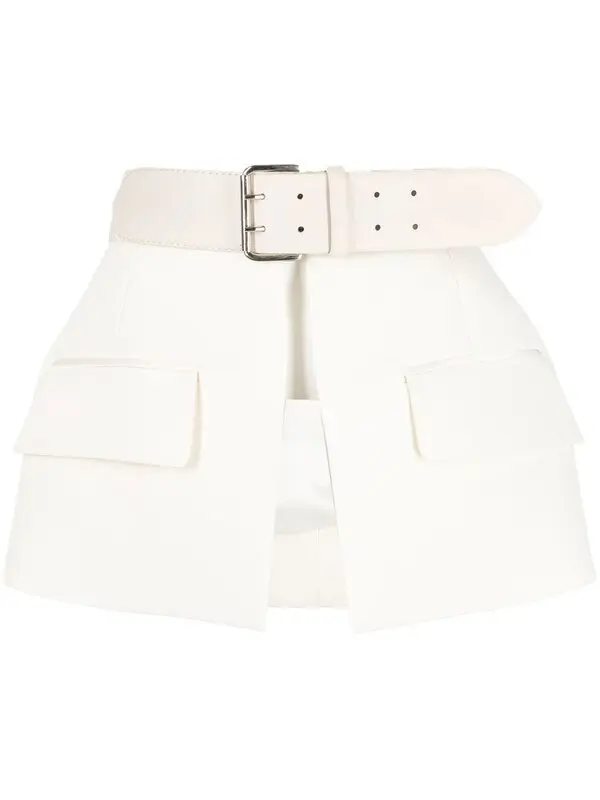 Dice Kayek High-waisted Belted Mini Skirt - Neutrals