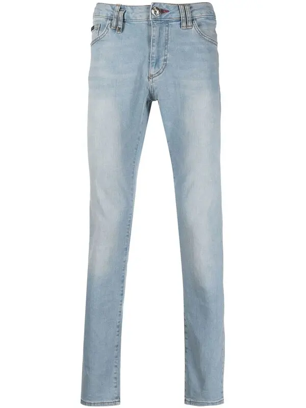 Philipp Plein Logo-plaque Slim-leg Jeans - Blue