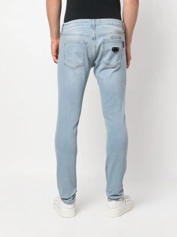 Philipp Plein Logo-plaque Slim-leg Jeans - Blue
