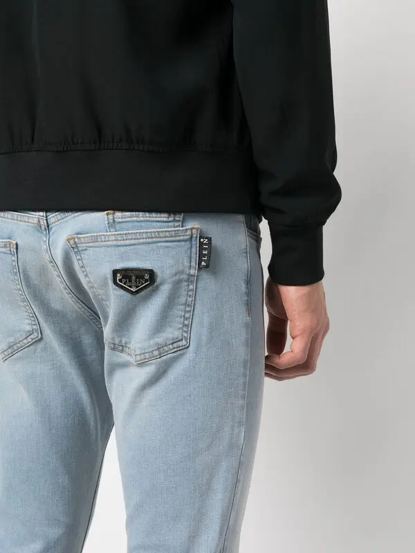 Philipp Plein Logo-plaque Slim-leg Jeans - Blue