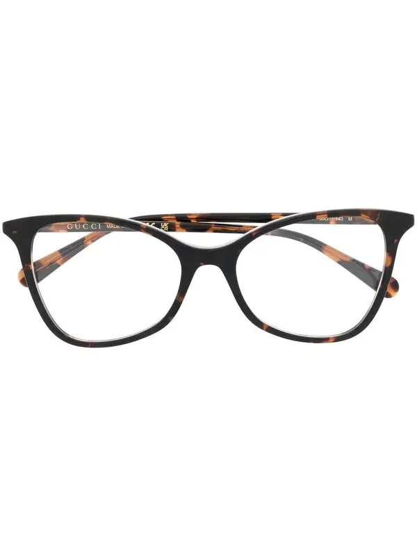 Gucci Tortoiseshell-effect Gg Eyeglasses - Brown