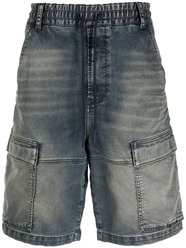DIESEL® Patch-pockets Denim Shorts - Blue