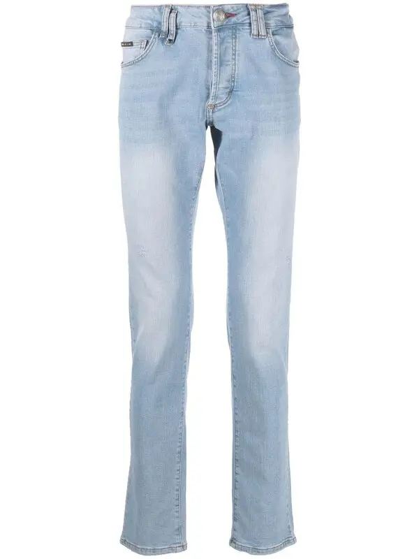 Philipp Plein Straight-cut Stonewashed Jeans - Blue