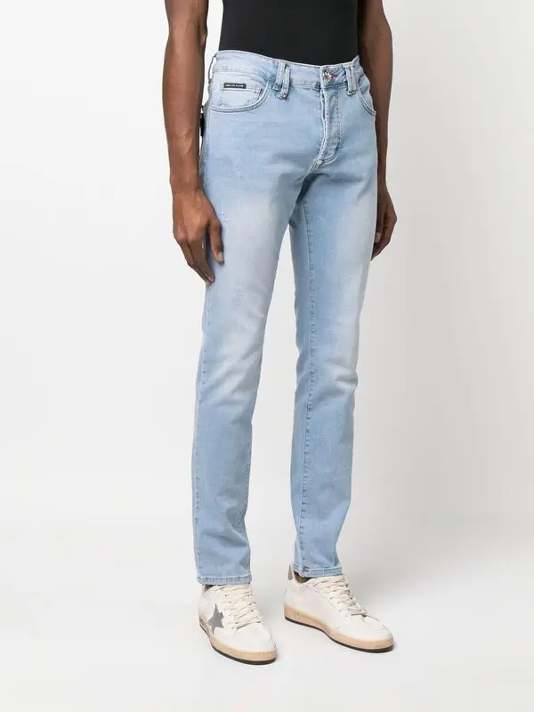 Philipp Plein Straight-cut Stonewashed Jeans - Blue