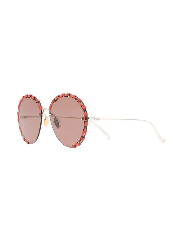Chloé Stitching-detail Round-frame Sunglasses