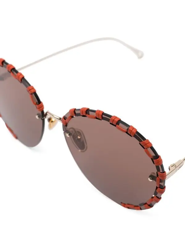Chloé Stitching-detail Round-frame Sunglasses