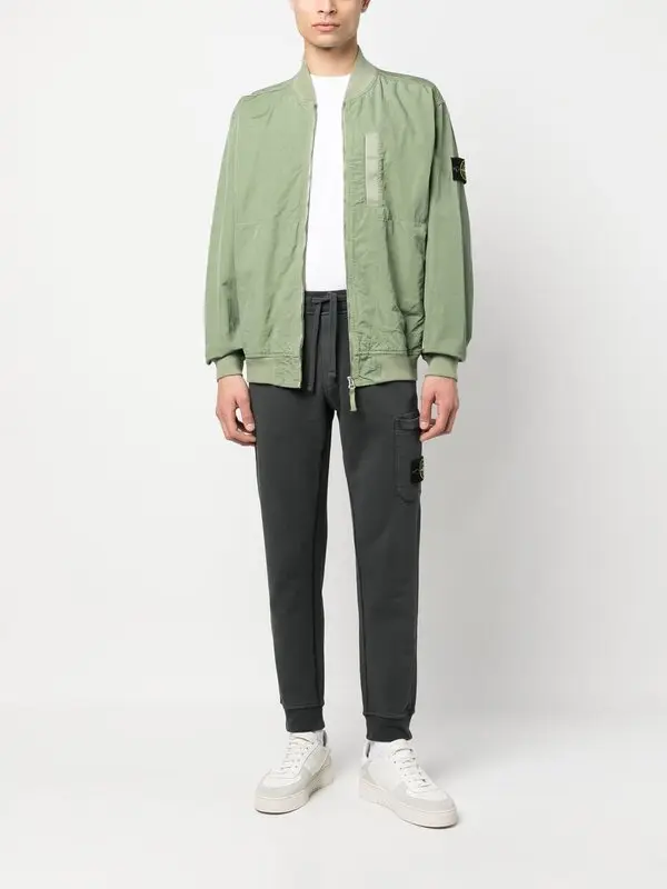 Stone Island Compass-Motif Bomber Jacket In Green 39% Off