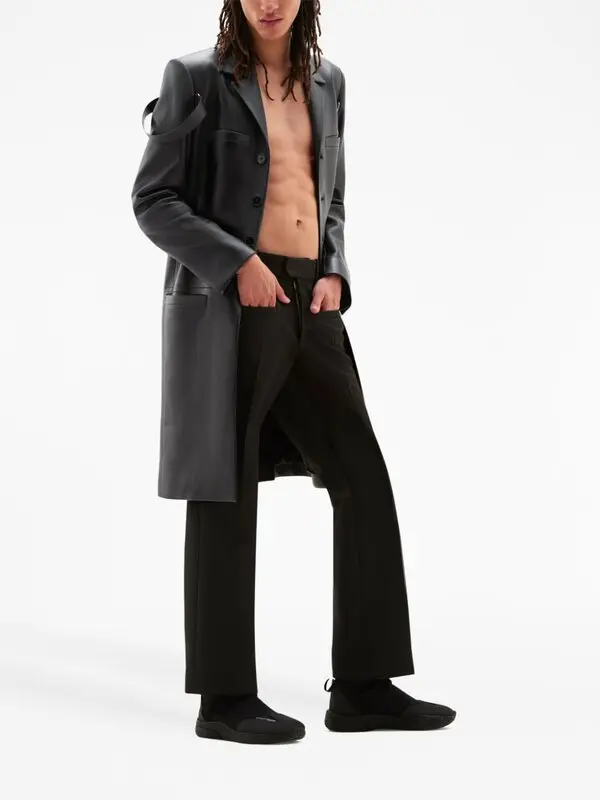COURREGES Single-breasted Leather Coat