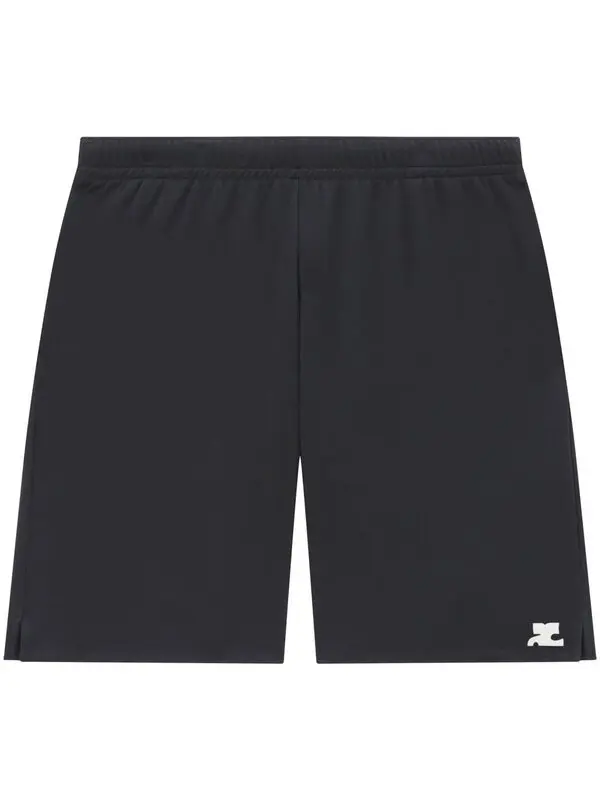 COURREGES Logo-embroidered Shorts - Black