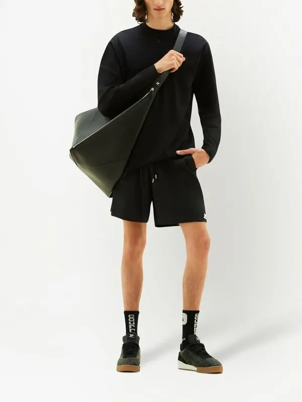 COURREGES Logo-embroidered Shorts - Black