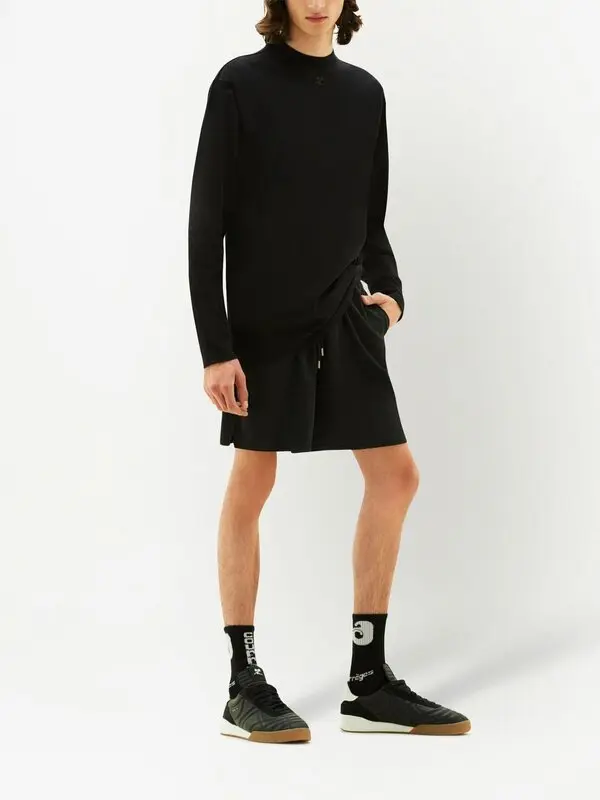 COURREGES Logo-embroidered Shorts - Black