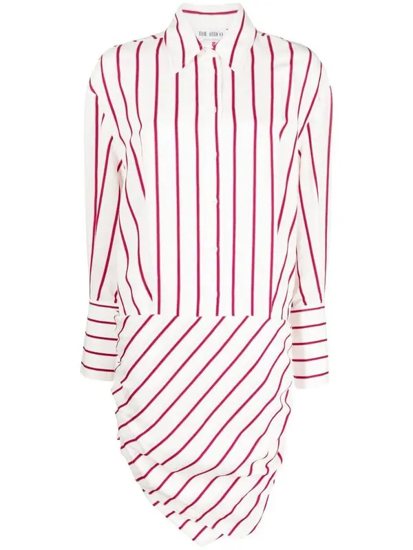 Attico Hatty Striped Draped Dress - White
