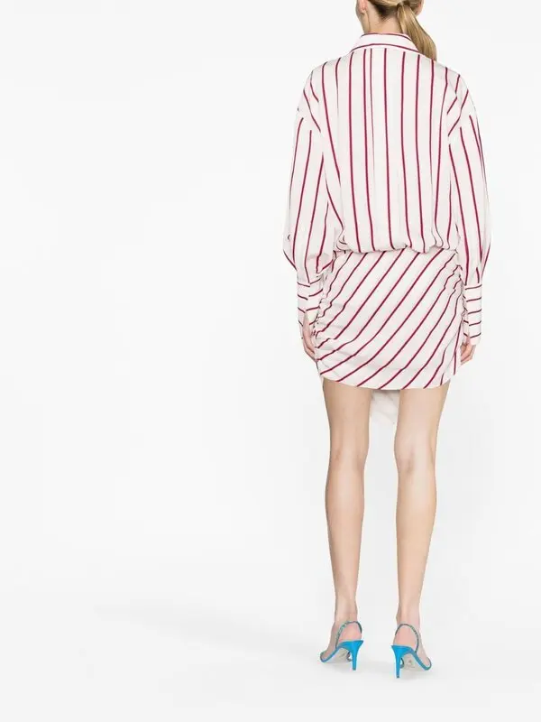 Attico Hatty Striped Draped Dress - White