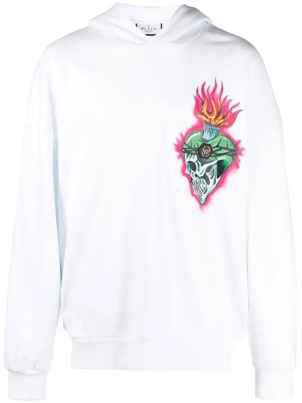 Philipp Plein Love Tattoo Long-sleeve Hoodie - White