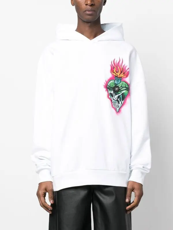 Philipp Plein Love Tattoo Long-sleeve Hoodie - White