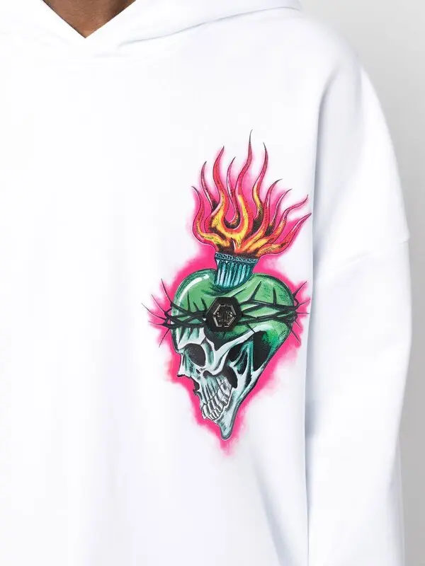 Philipp Plein Love Tattoo Long-sleeve Hoodie - White