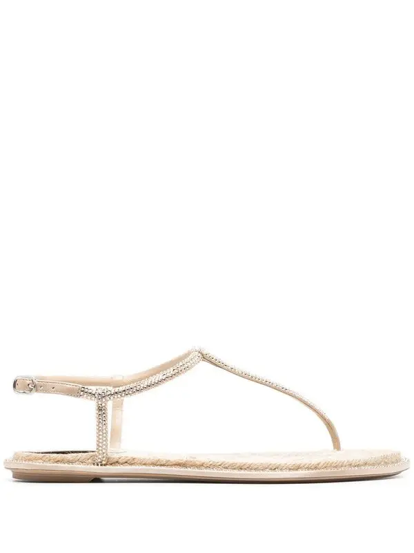 Rene Caovilla Rope-detail High-shine Sandals - Neutrals