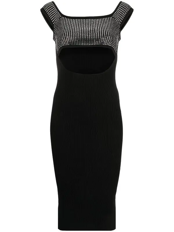 black studded bodycon dress Studded Cutout Bodycon Black Dress – Lady DeVille main image 0