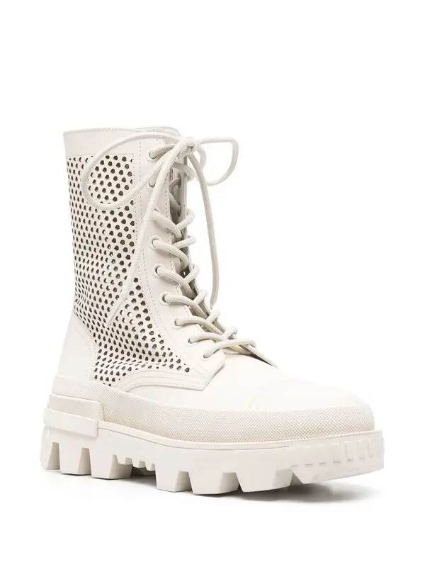 Moncler Perforated Lace-up Boots - Neutrals