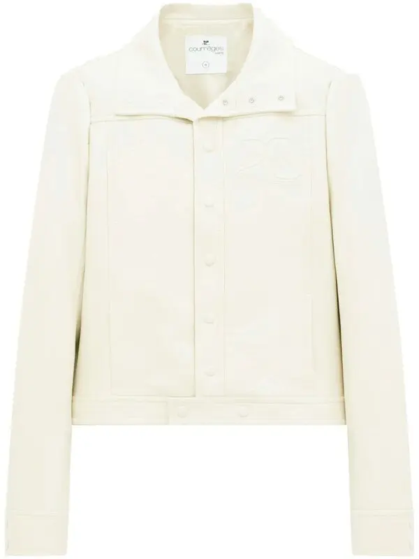 COURREGES Chest Logo-patch Shirt Jacket - White