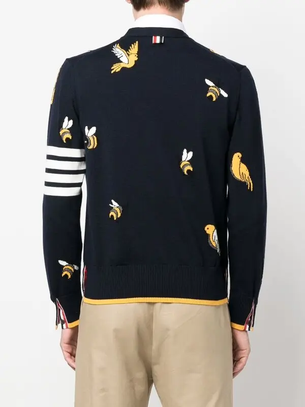 Thom Browne 4-bar Stripe Cardigan - Blue