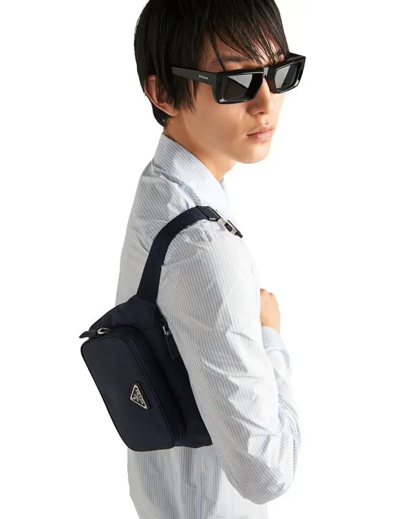 Prada Re-nylon And Saffiano Leather Shoulder Bag - Blue