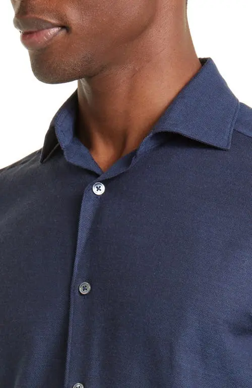 Zegna Cashco Cotton & Cashmere Button-up Shirt - Blue