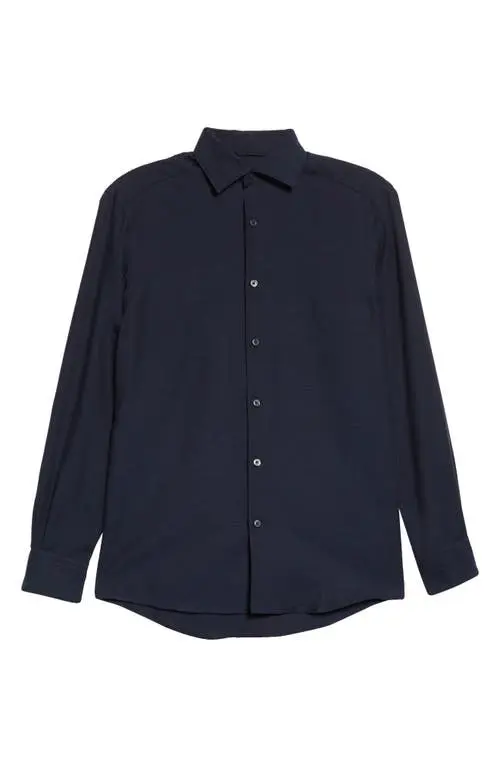 Zegna Cashco Cotton & Cashmere Button-up Shirt - Blue
