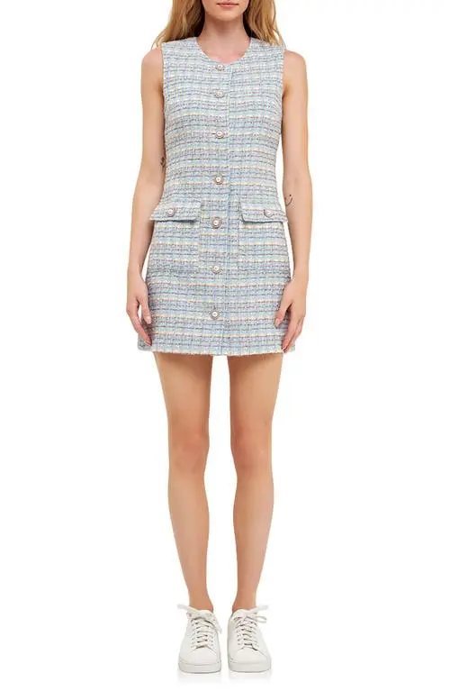 English Factory Metallic Tweed Sheath Dress