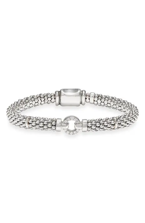 Lagos Diamond Circle Caviar Bracelet - Silver