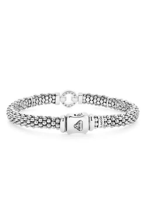 Lagos Diamond Circle Caviar Bracelet - Silver