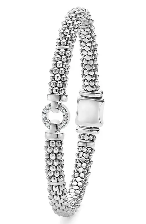 Lagos Diamond Circle Caviar Bracelet - Silver
