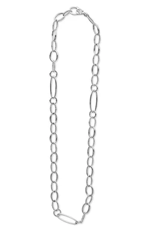 Lagos Signature Caviar Link Necklace - Silver