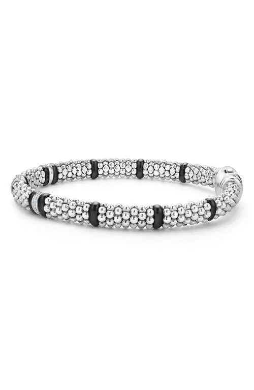 Lagos Caviar Rope Bracelet With Ceramic And Diamonds - Black