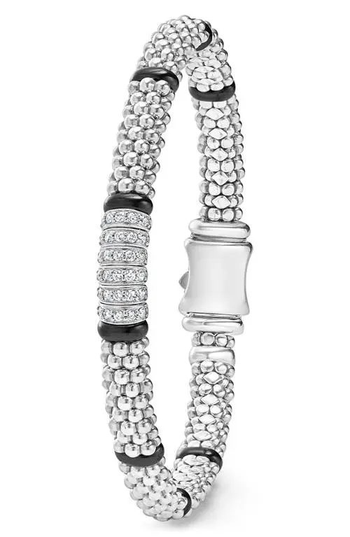 Lagos Caviar Ceramic & Diamond Station Bracelet