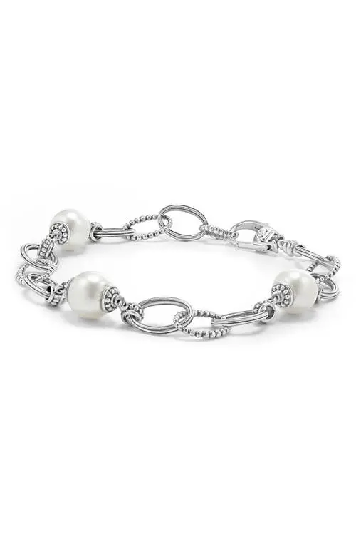 Lagos Luna Freshwater Pearl Station Bracelet - Silver