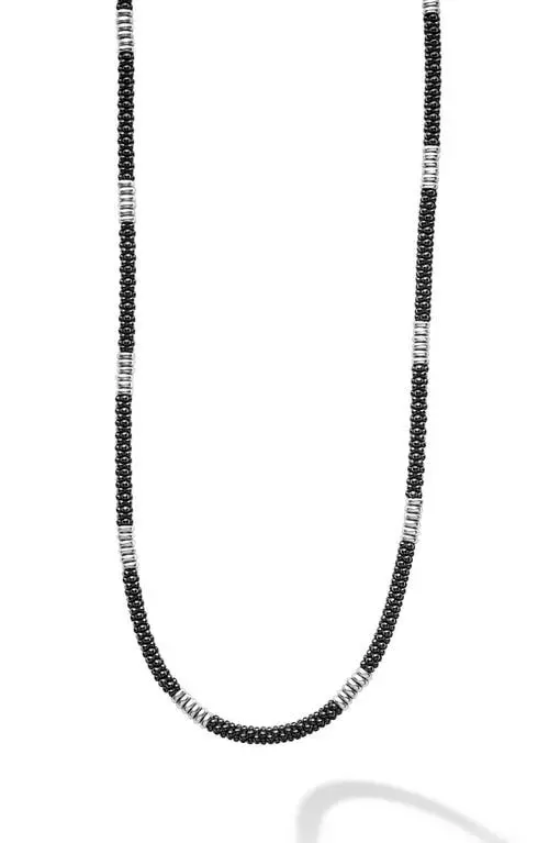 Lagos Caviar Ceramic Station Necklace - Black
