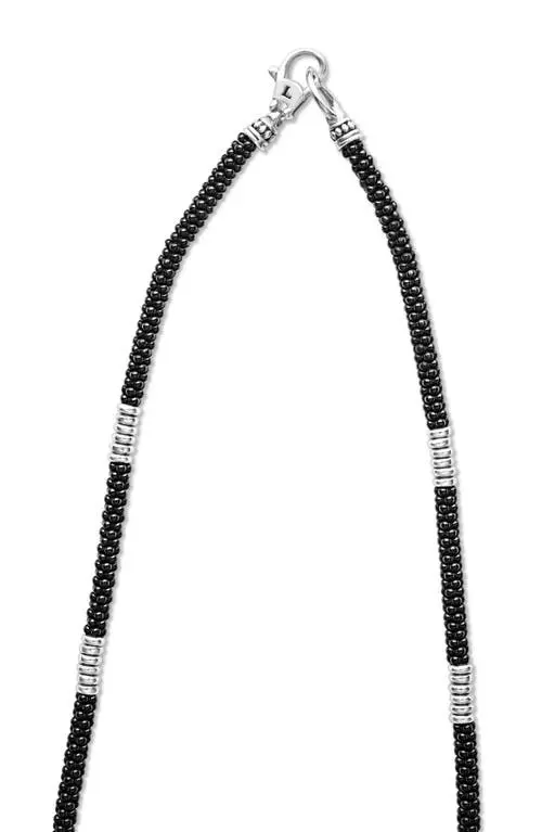 Lagos Caviar Ceramic Station Necklace - Black