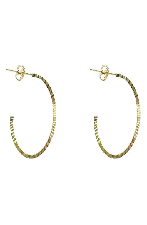 Argento Vivo Diamond Cut Oval Hoop Earrings - Gold