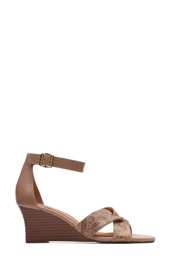 Clarks Cielo Charm Leather Wedge Sandal