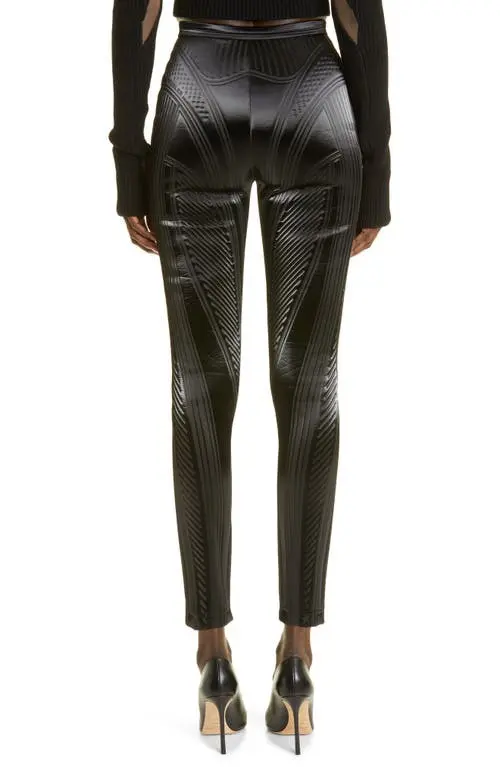 MUGLER Debossed Faux Leather Leggings