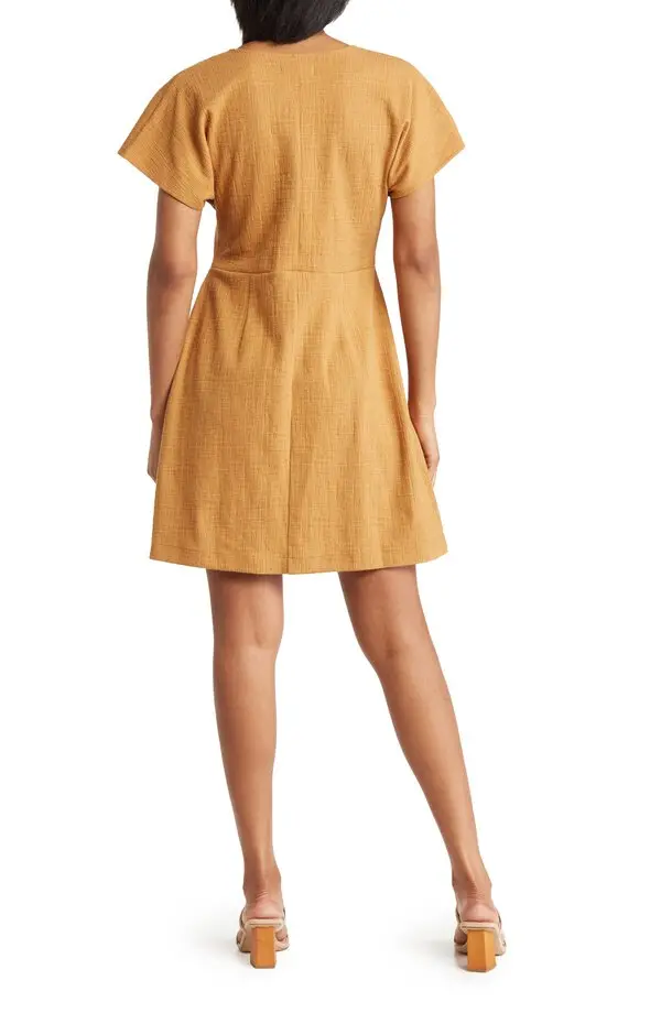 Madewell Cross Front Flutter Sleeve Minidress - Toffee | Editorialist