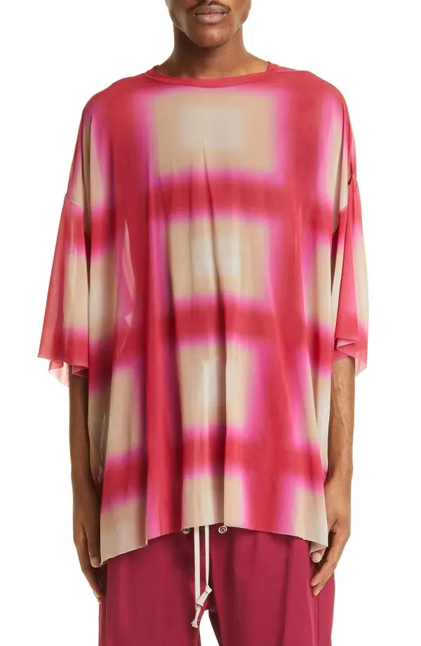 Rick Owens Tommy Degradé Plaid Oversize T-shirt