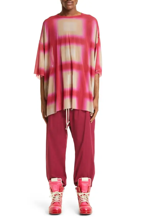 Rick Owens Tommy Degradé Plaid Oversize T-shirt