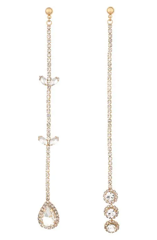 Ettika Crystal Mismatched Drop Earrings - Gold
