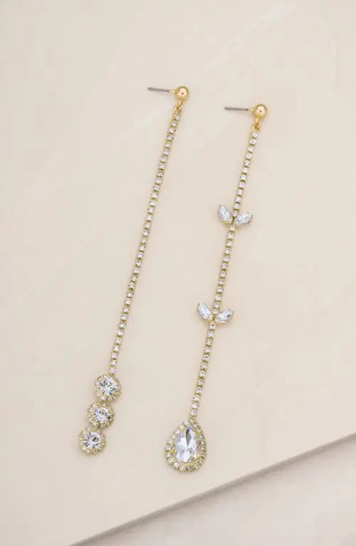 Ettika Crystal Mismatched Drop Earrings