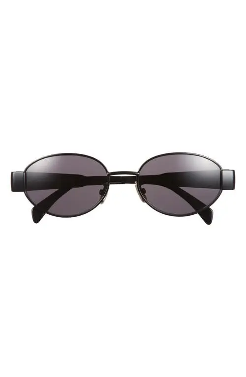 Celine Triomphe 54mm Oval Sunglasses - Shiny Black/smoke