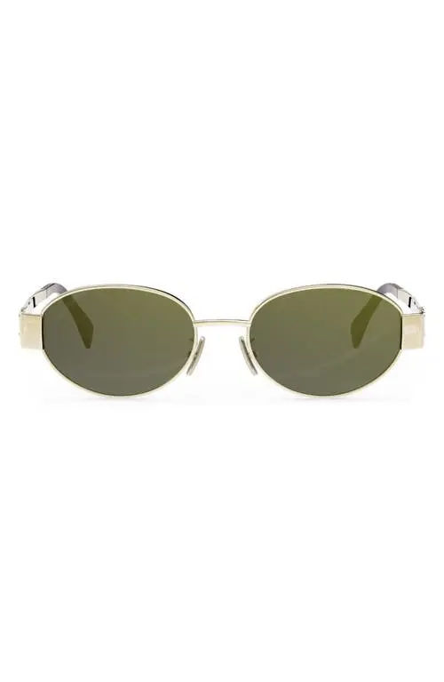 Celine Triomphe 54mm Oval Sunglasses - Shiny Endura Gold / Green